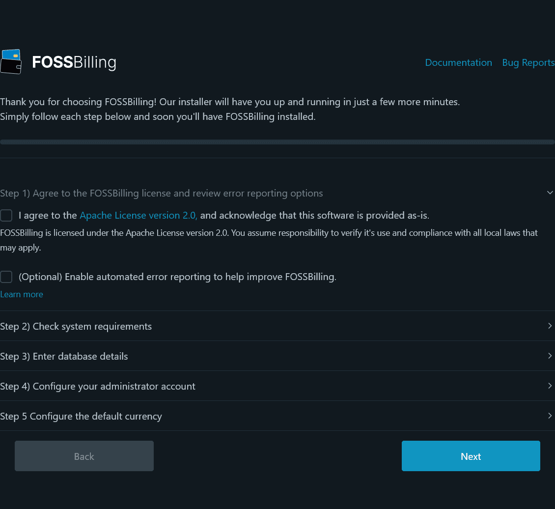 Installing FOSSBilling | FOSSBilling